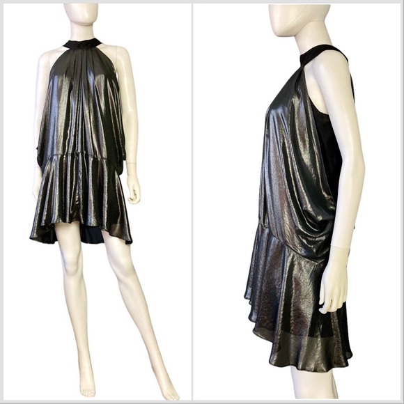 BCBGeneration | Dresses | Vintage 200s Metallic Chrome Draped Bubble ...